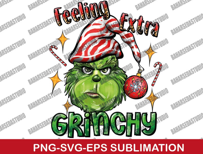 Feeling Extra Grinchy Svg, Santa Hat Svg, Merry Christmas Svg ...