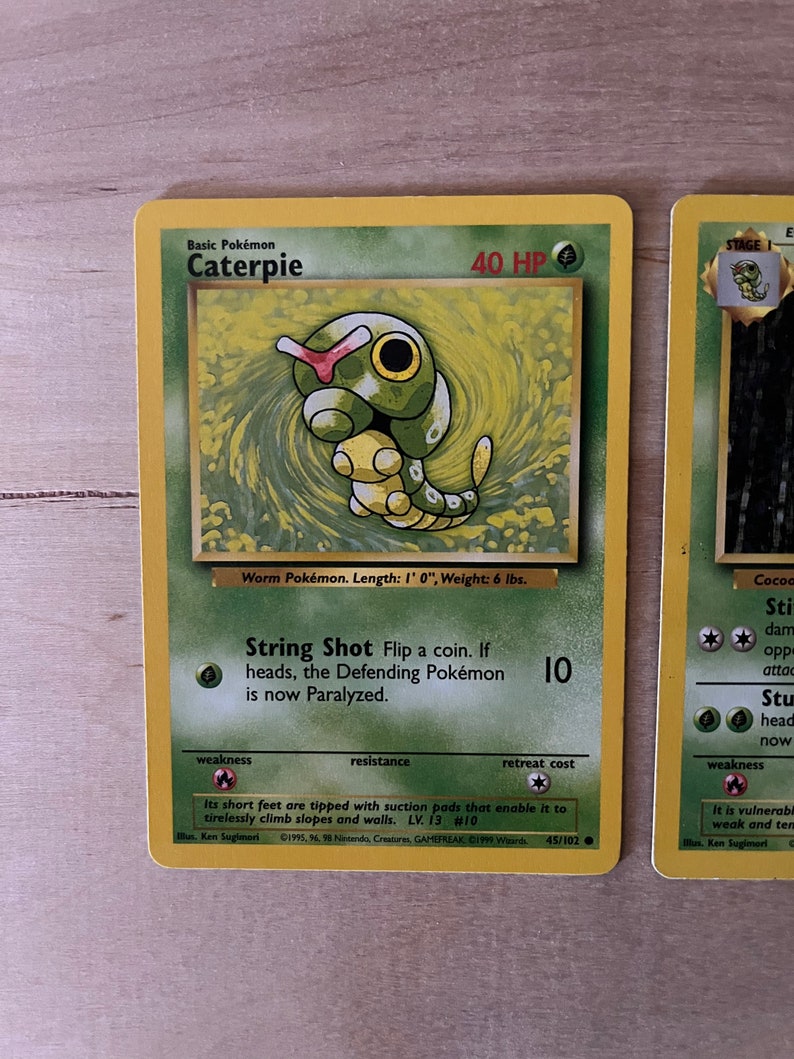 Pair of 90s Pokémon Trading Cards Caterpie & Metapod - Etsy
