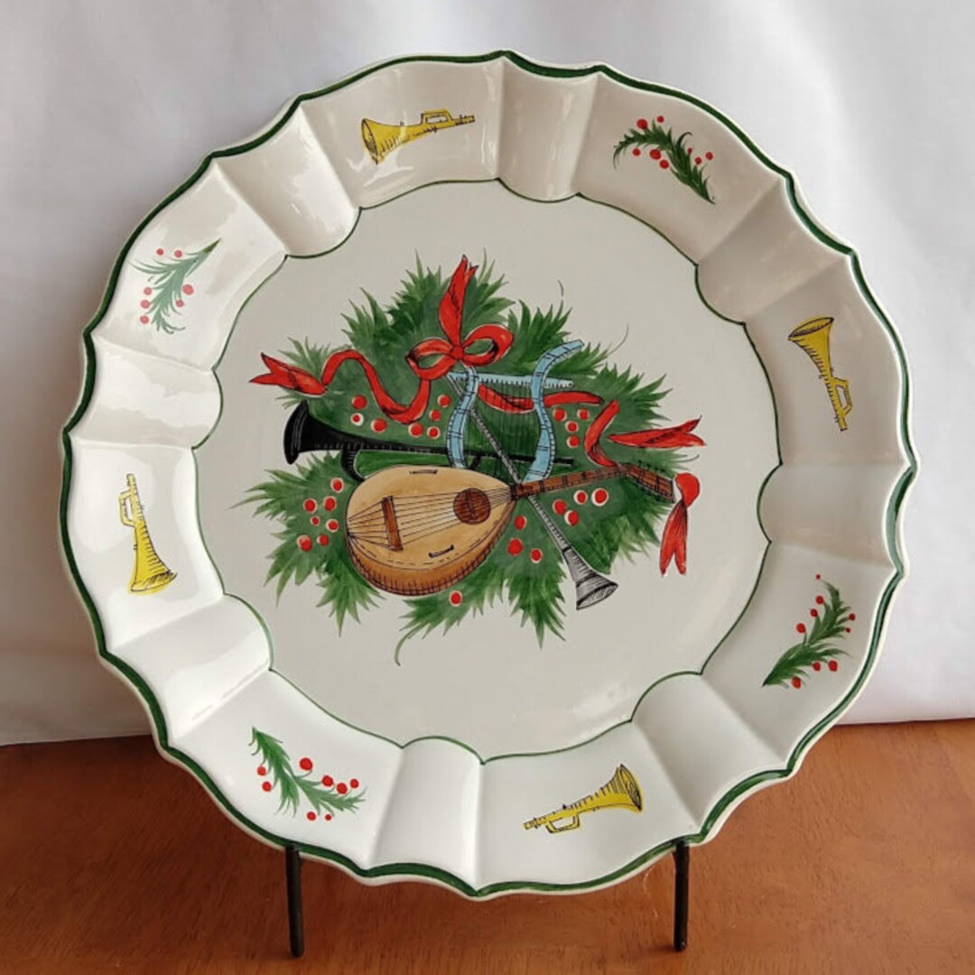Vintage Hand Painted Christmas Platter Made in Italy for GUMPS San ...