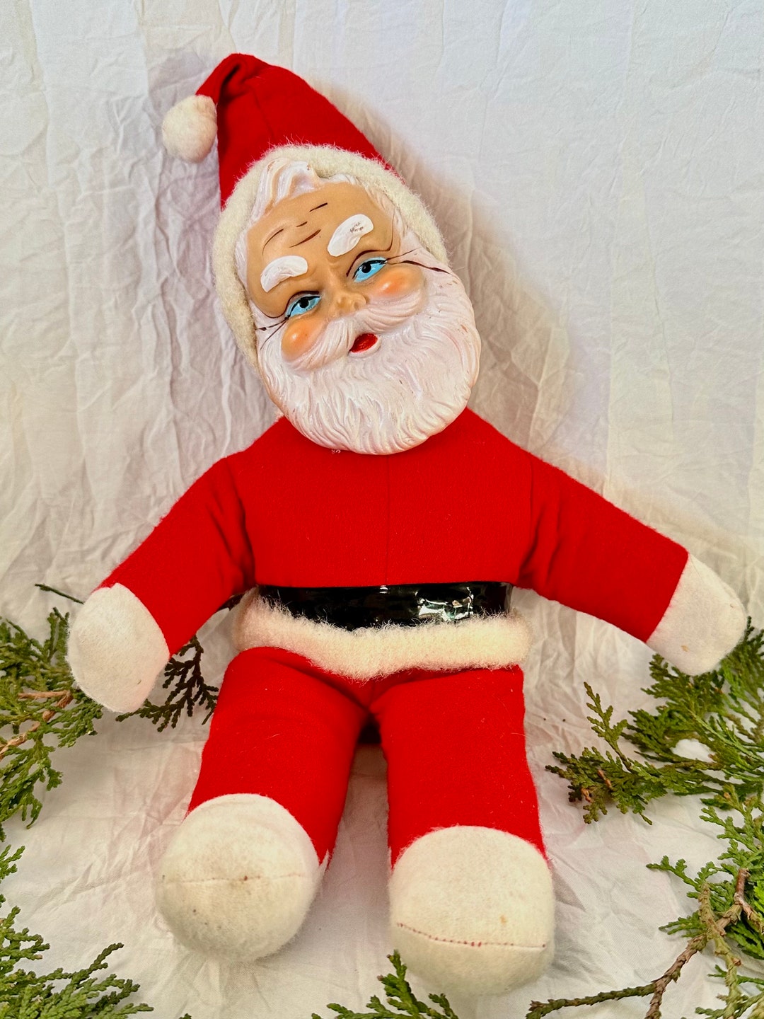 Vintage Rubber Faced Stuffed Santa Claus Plush Doll 13.25" | Collecting ...