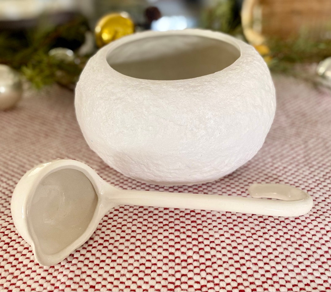 Vintage 50s Riddell California Pottery White Snowball Christmas Punch ...