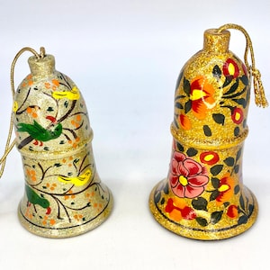 Hand Painted Hanging Papier Mache Bells From Kashmir - Etsy