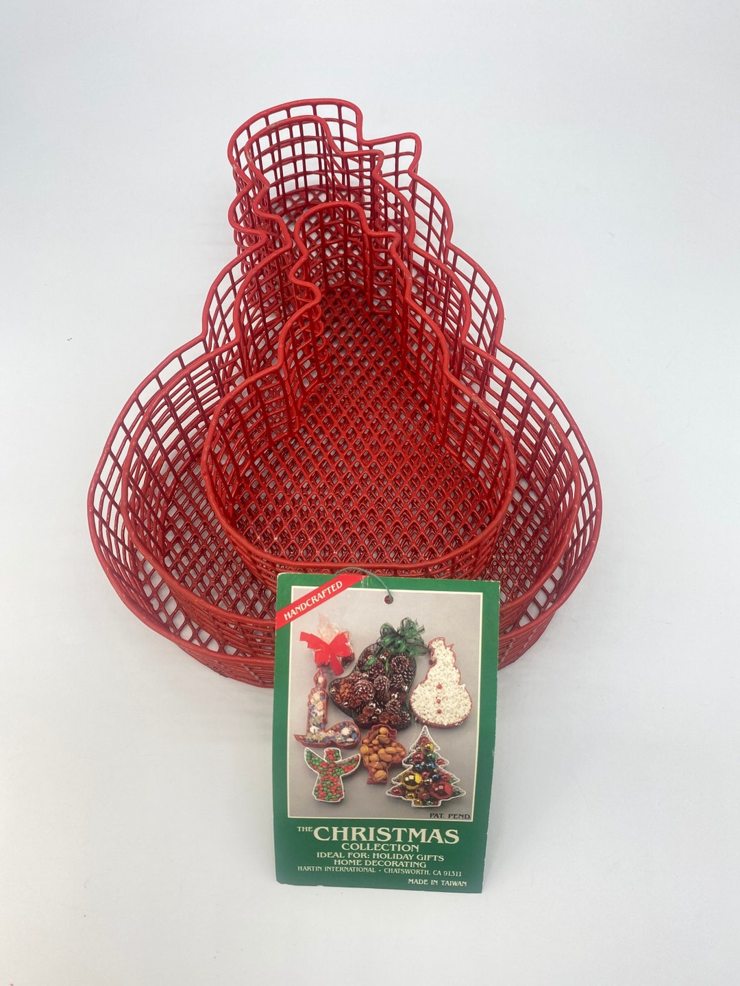 Set of Three Red Rubber Coated Wire Snowman Shaped Baskets NOS ...