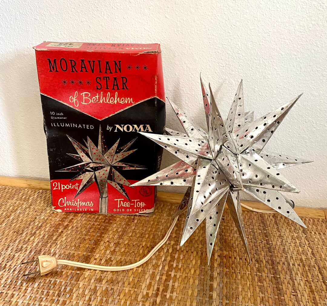 Vintage MCM Noma Moravian Star Illuminated Christmas Tree Topper ...
