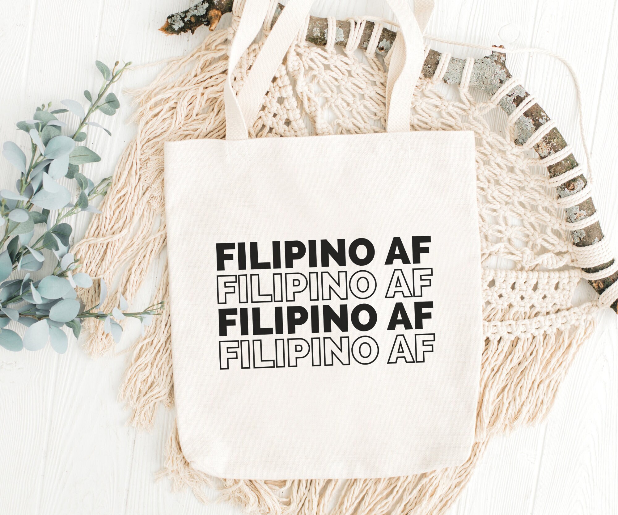Filipino Canvas Tote Bag, Pinoy Pride, Filipino AF Tote, Tagalog Stack ...