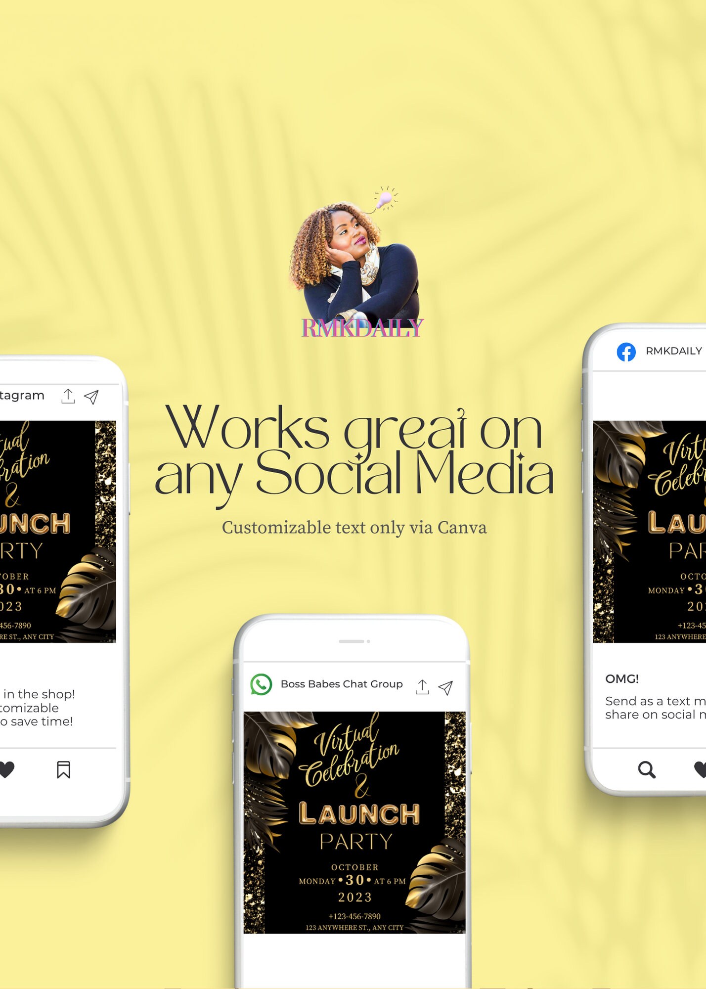 Editable Virtual Celebration Evite, DIY Flyer Template Design, Party ...