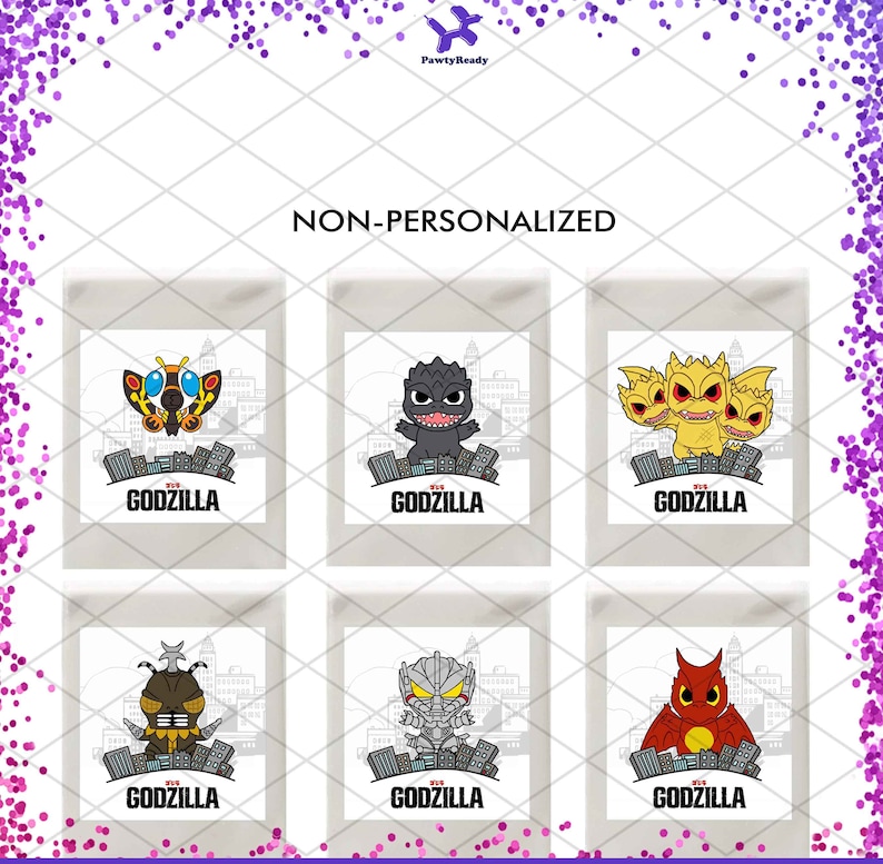 Godzilla Sticker Labels Favors Birthday Party Decoration - Etsy