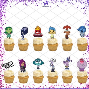 Inside Out Cupcake Toppers Birthday Party Food Pick Cake Decoration ...