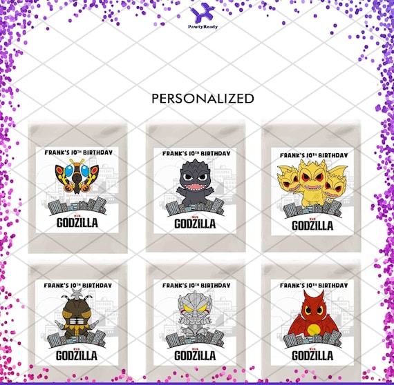 Godzilla Sticker Labels Favors Birthday Party Decoration - Etsy