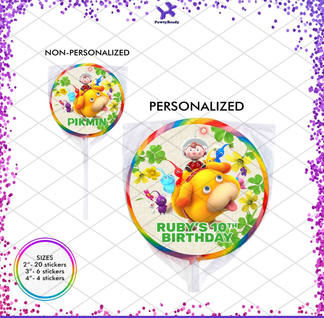Pikmin Sticker Labels Birthday Party Favor Treat Bags Boxes Decorations ...