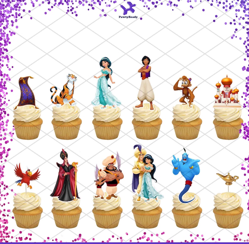 Disney Aladdin Jasmine Topper Cupcake Favor for Birthday Party ...