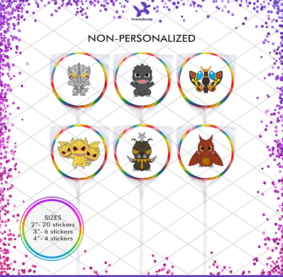 Godzilla Sticker Labels Birthday Party Favor Treat Bags Boxes - Etsy