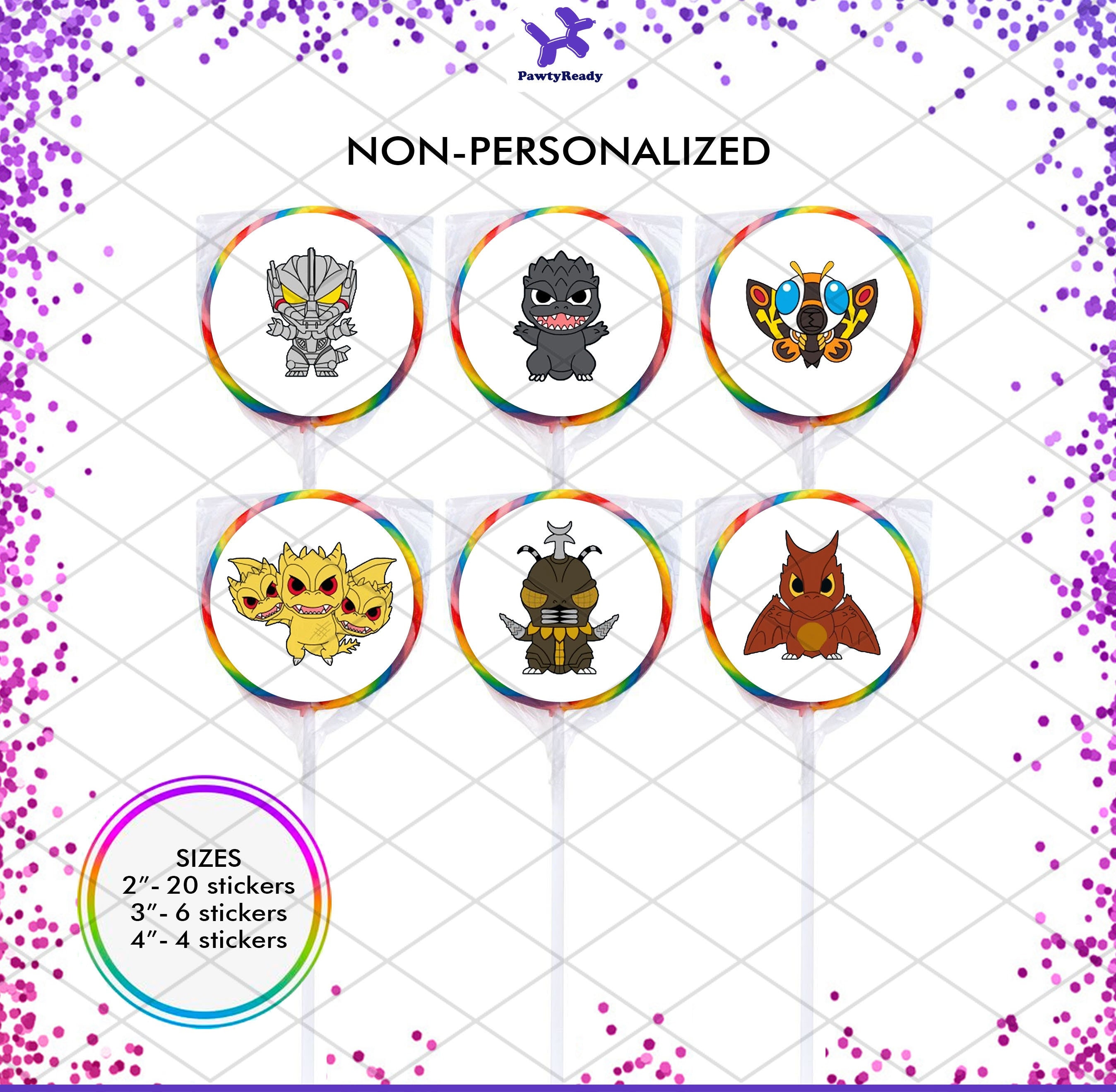 Godzilla Sticker Labels Birthday Party Favor Treat Bags Boxes - Etsy