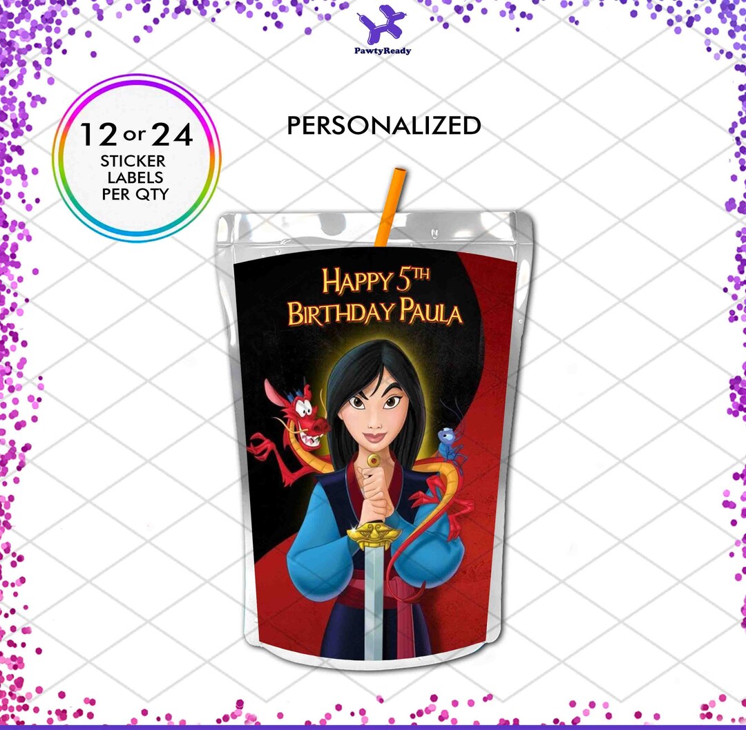 Mulan Capri Sun Juice Pouch Sticker Labels Favors Birthday Party ...