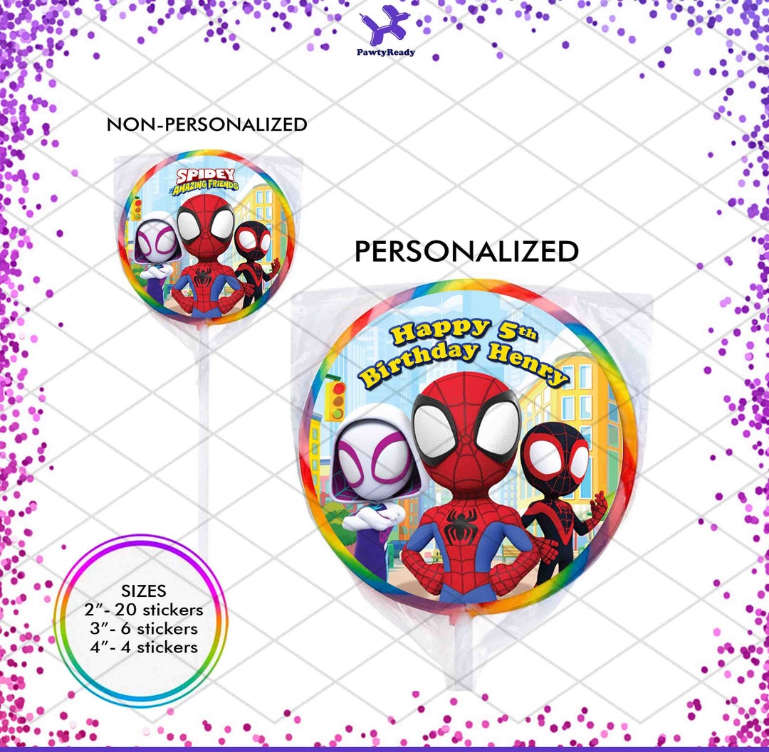 Spidey and His Amazing Friends Personalized Stickers, Custom Superhero ...