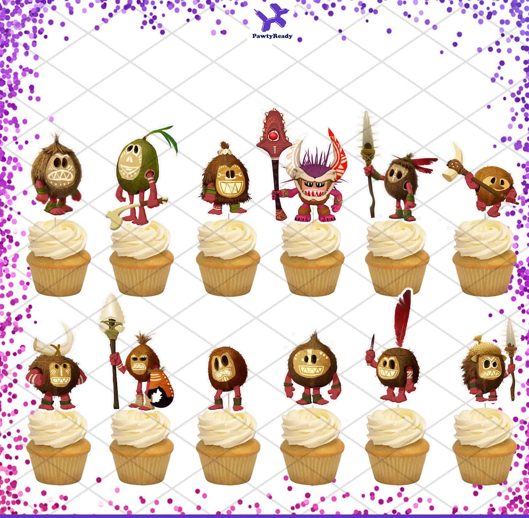 Moana 2 Kakamora Coconut Pirates Toppers Cupcake Birthday Party Cake ...