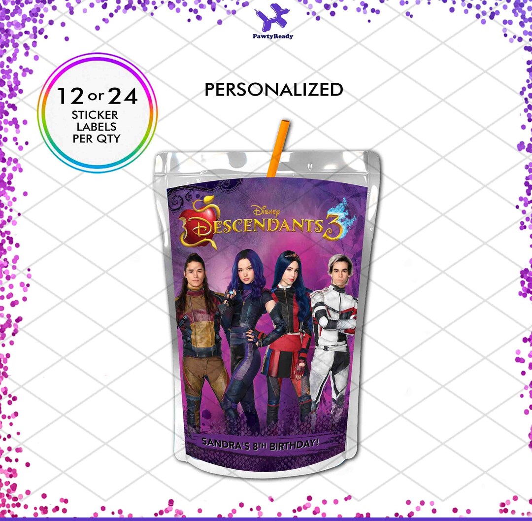 Descendants Rise of Red Capri Sun Juice Pouch Sticker Labels Favors ...