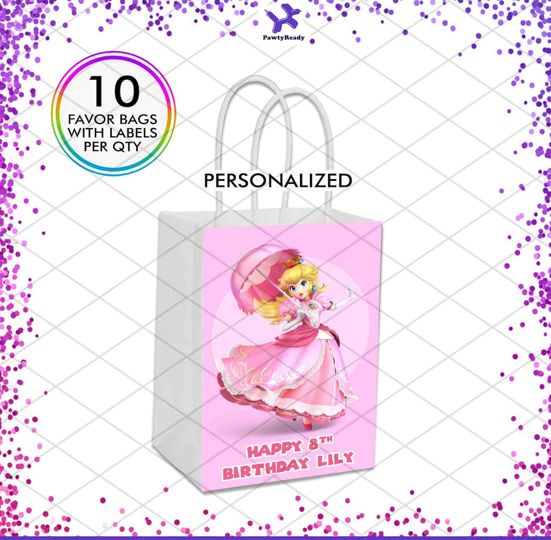 Princess Peach Party Favor Bags Gift Birthday Party Favor Decorations ...