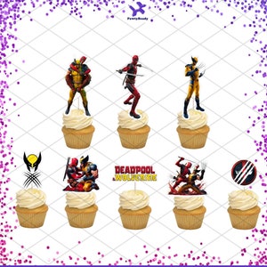 Deadpool Wolverine Cupcake Toppers Birthday Party Decorations Super ...
