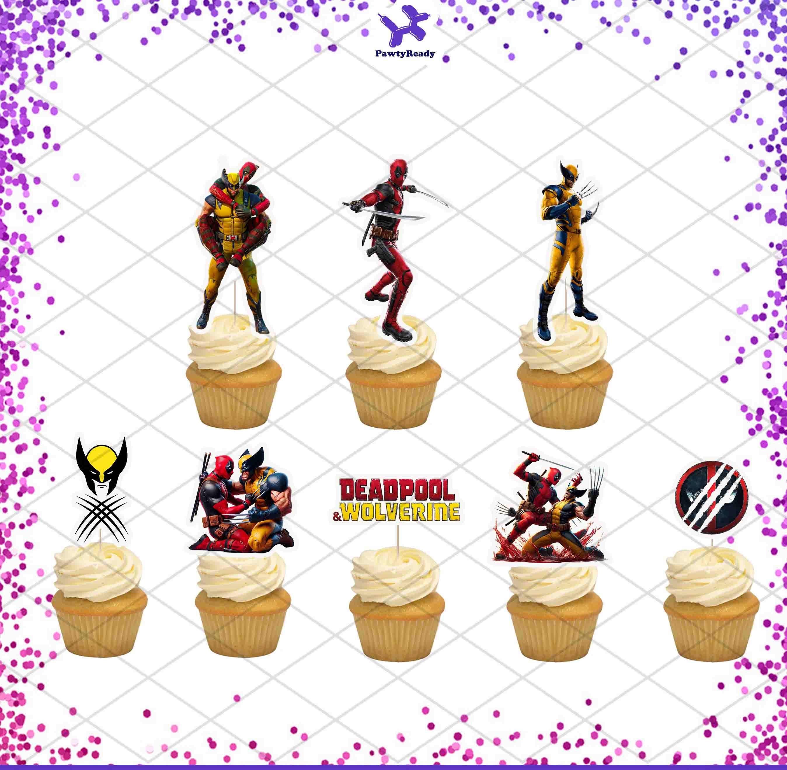 Deadpool Wolverine Cupcake Toppers Birthday Party Decorations Super ...