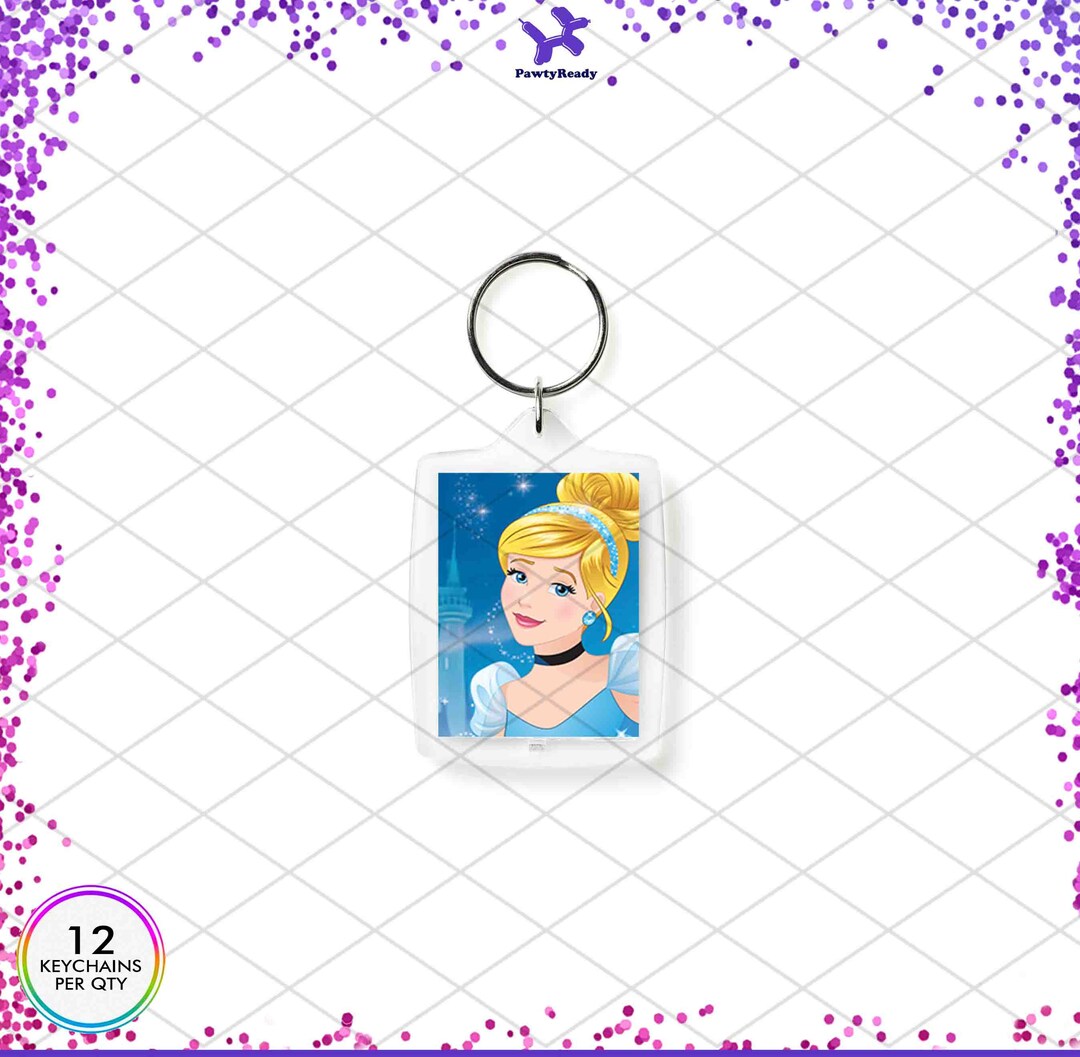 Cinderella Keychains Favor Birthday Party Gifts Prize Key Chains Custom Personalized Girl Shower ...