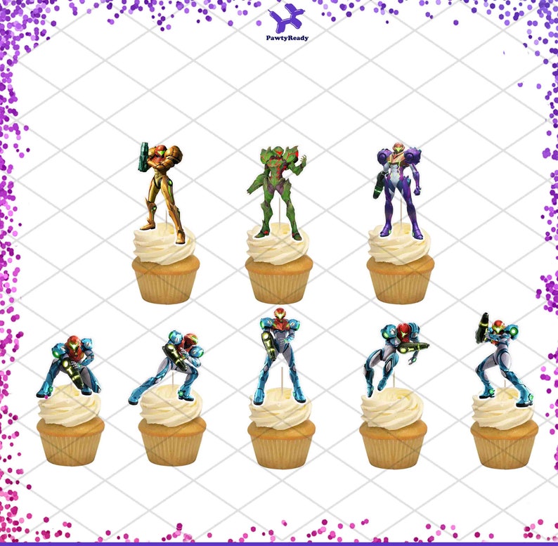 Metroid Dread Cupcake Toppers Birthday Party Food Picks Cake - Etsy