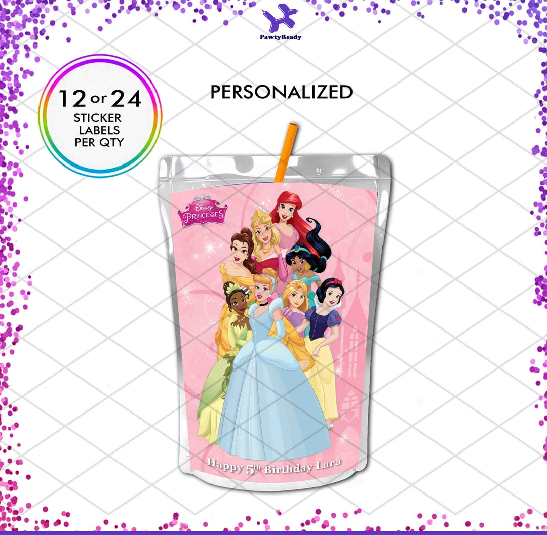Princess Group Capri Sun Juice Pouch Sticker Labels Favors Birthday ...