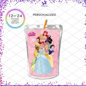 Princess Group Capri Sun Juice Pouch Sticker Labels Favors Birthday ...
