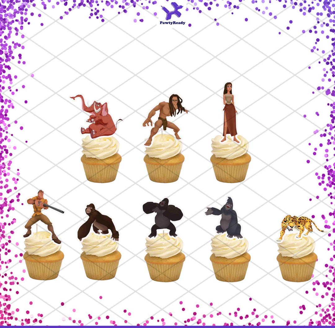 Tarzan Cupcake Toppers Birthday Party Food Picks Cake Decoration Kids ...
