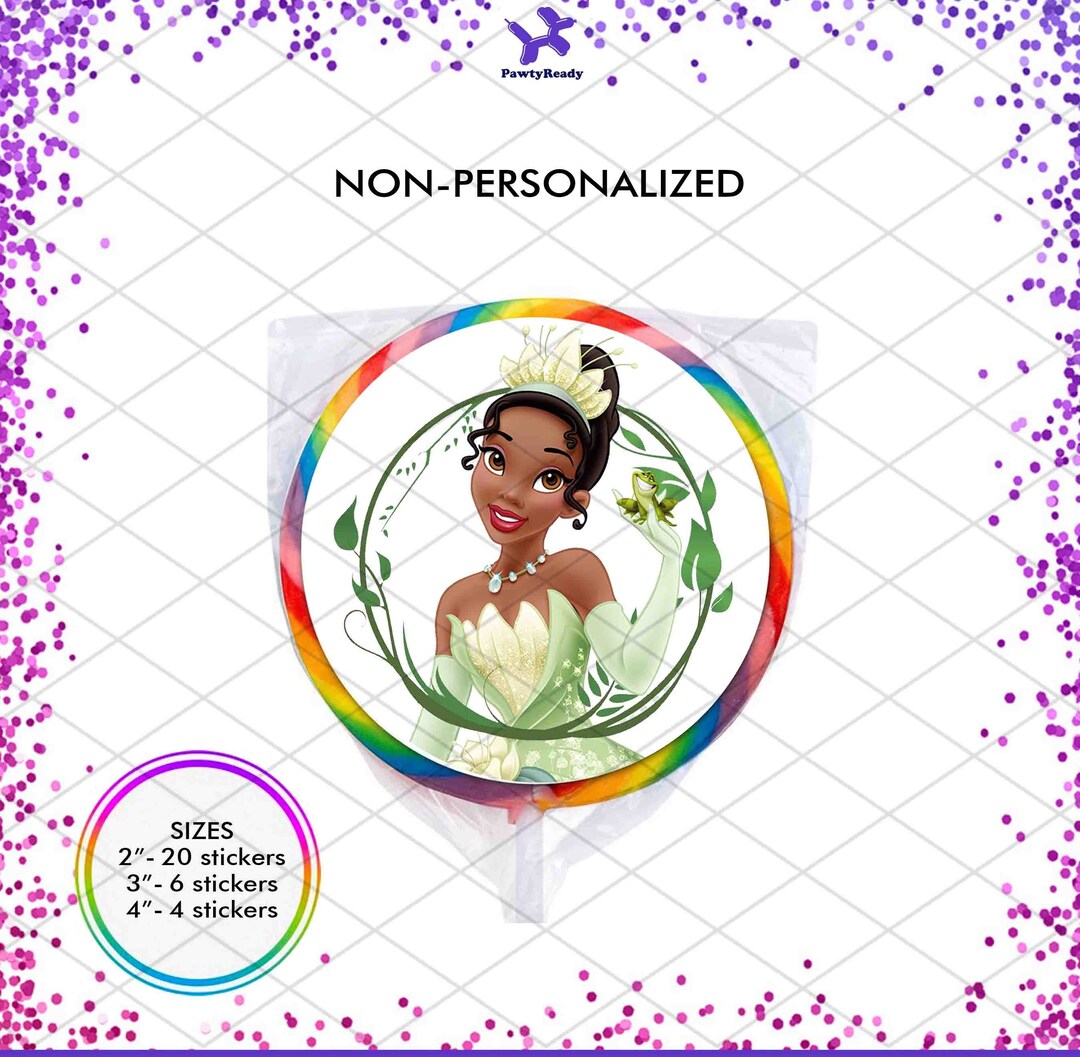 Tiana Personalized Stickers, Custom Birthday Princess Girl Favor ...
