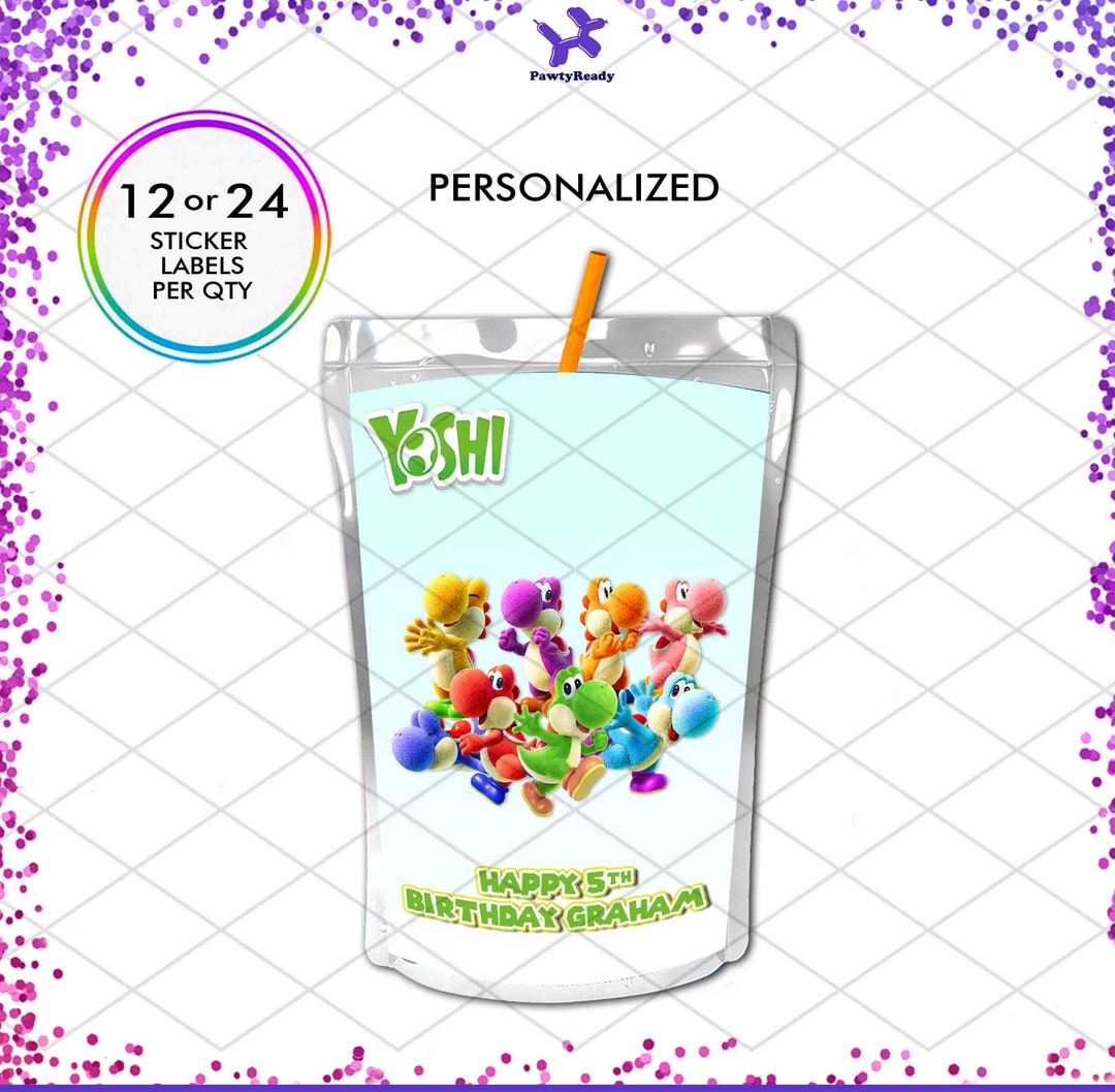 Yoshi Capri Sun Juice Pouch Sticker Labels Favors Birthday Party ...