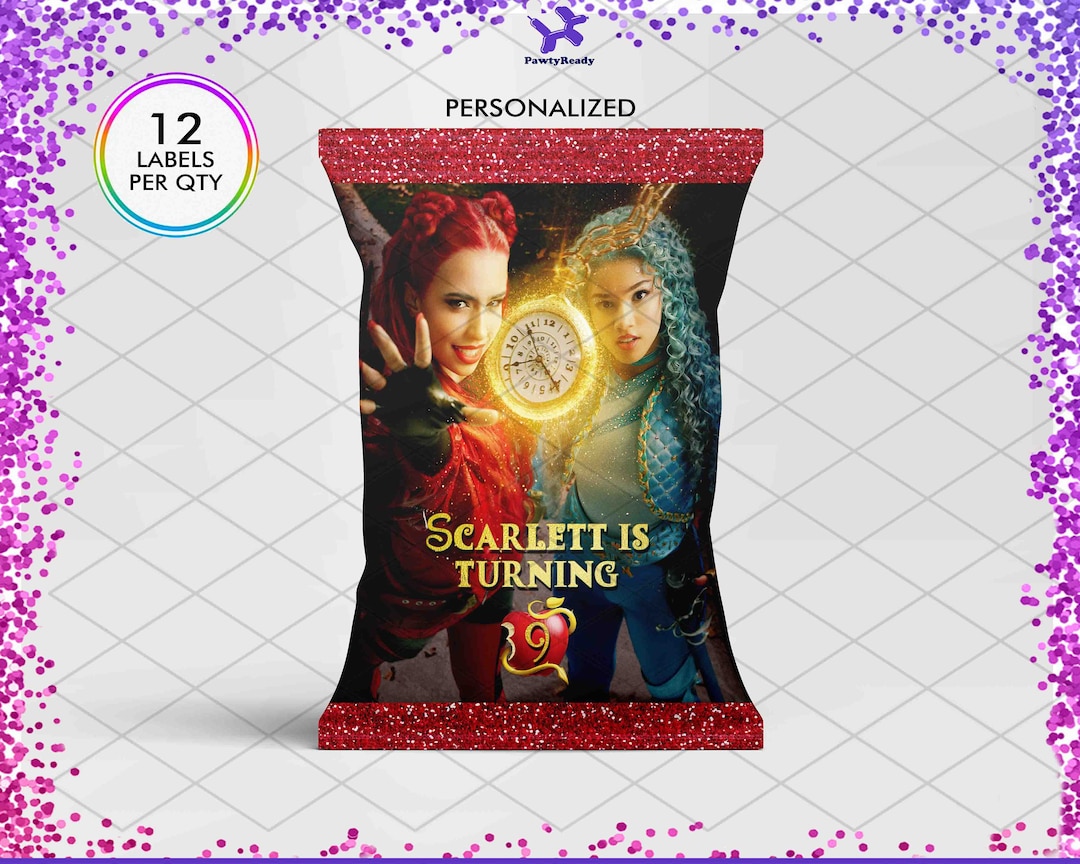 Descendants 4 Rise of Red Chip Bags Wrappers Labels Favor Treat Gift ...