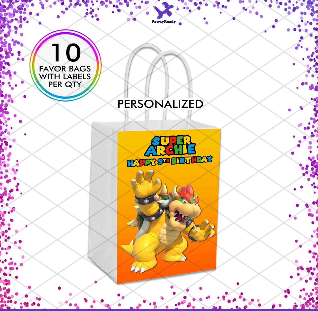 Bowser Party Bags Favor Gift Birthday Personalized Custom Decorations ...