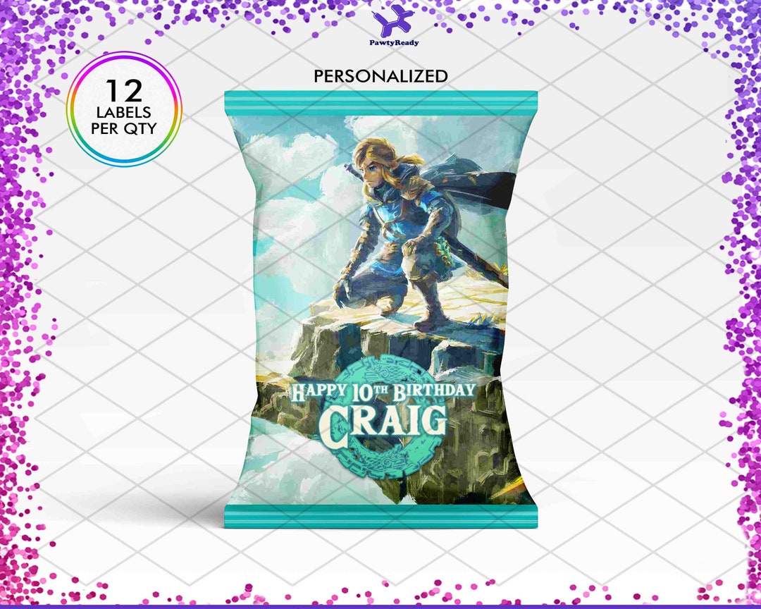 Legend Zelda Tears of Kingdom Chip Bags Wrappers Labels Favor Treat ...