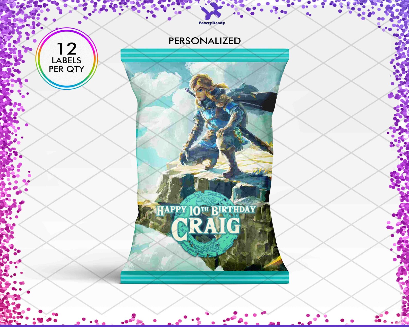 Custom Zelda Chip Bags, Tears of Kingdom Potato Snack Party Favor Gift ...