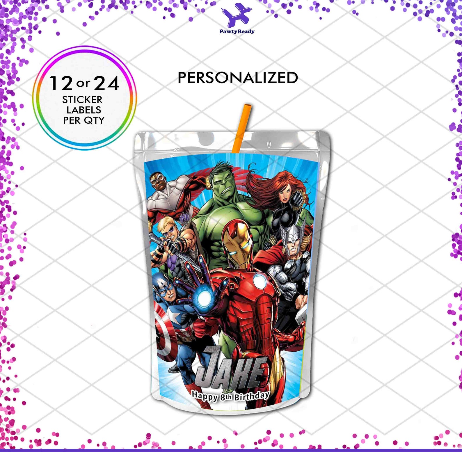 Avengers Hero Capri Sun Juice Pouch Sticker Labels Favors Birthday ...