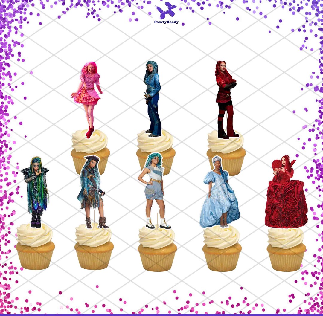 Descendants 4 Rise of the Red Cupcake Toppers Birthday Party Food Picks ...