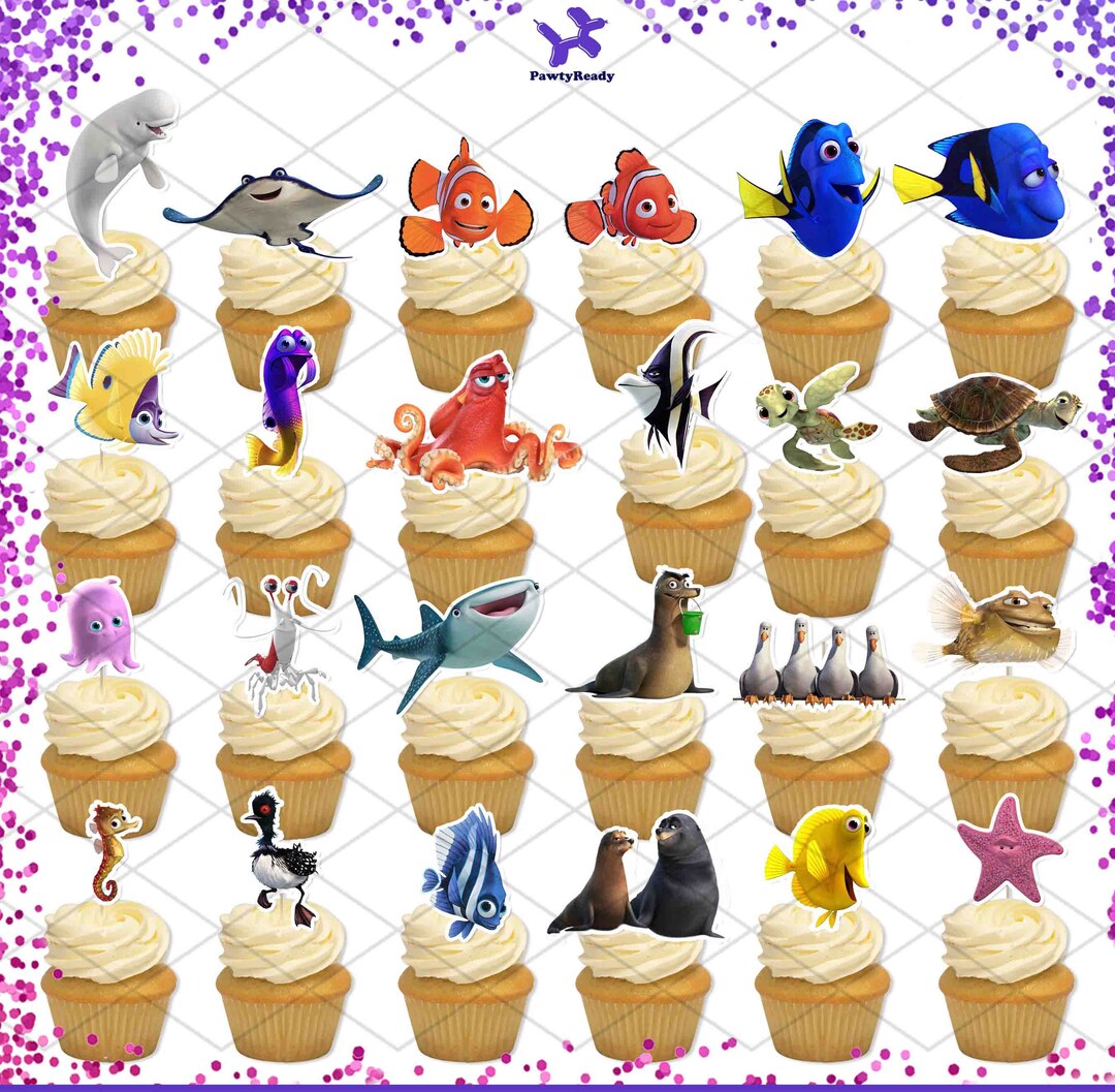 Finding Dory Nemo Cupcake Toppers Birthday Party Food Picks Cake ...