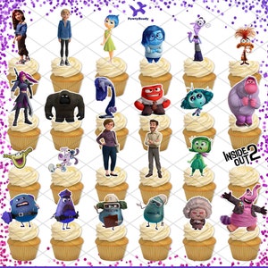 Inside Out Cupcake Toppers Birthday Party Food Pick Cake Decoration ...