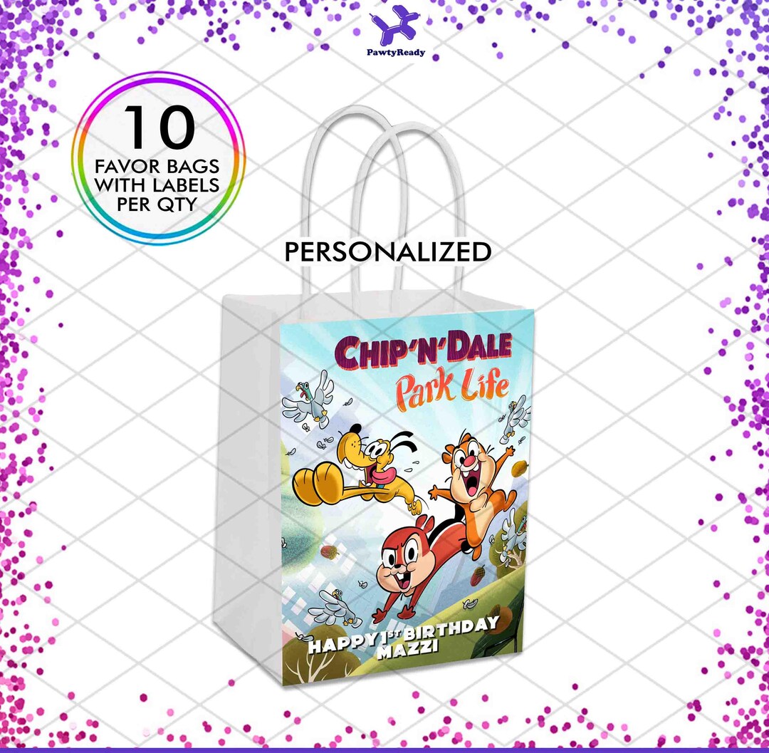 Chip 'N' Dale Park Life Party Favor Bags, Personalized Kids Birthday ...
