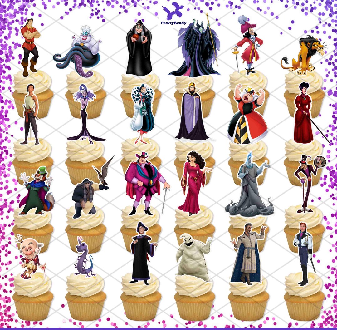 Disney Villains Toppers Cupcake Birthday Party Cake Decorations Movie ...