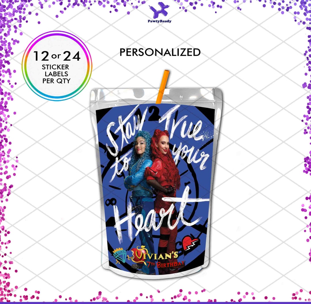 Descendants 4 Rise of Red Capri Sun Juice Pouch Sticker Labels Favors ...