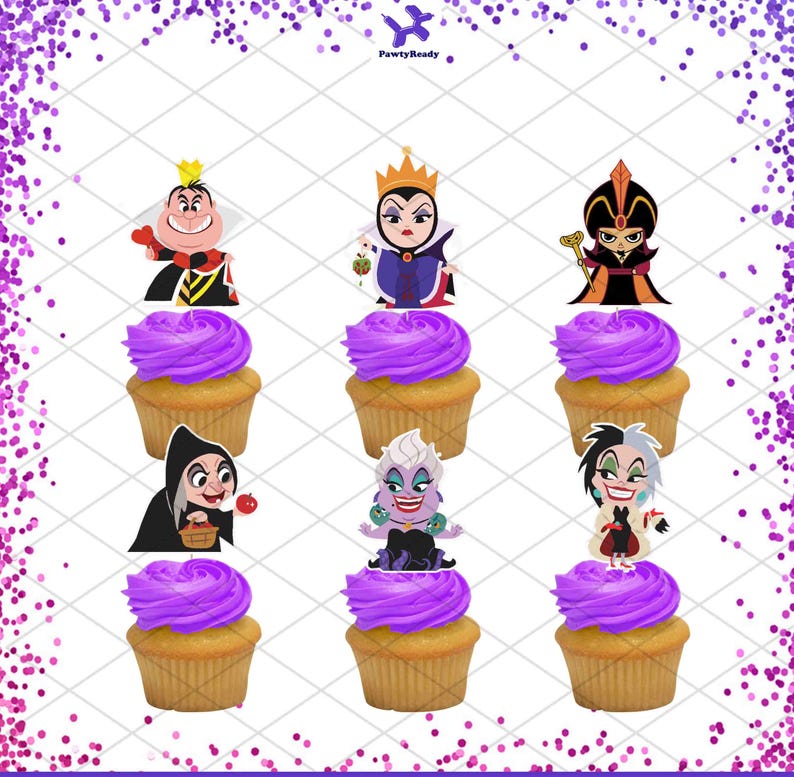 Disney Villains Toppers Cupcake Birthday Party Cake Decorations Movie ...