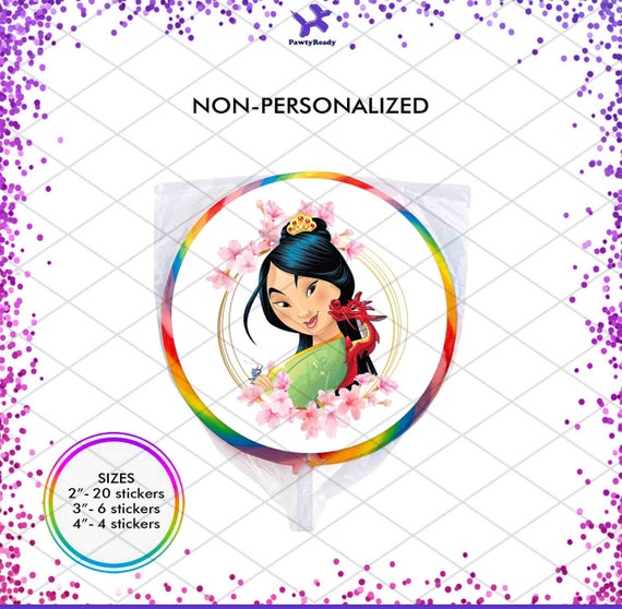 Mulan Sticker Labels Birthday Party Favor Treat Bags Boxes - Etsy