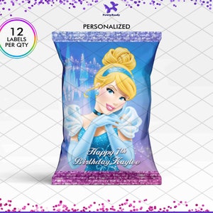 Cinderella Chip Bags Wrappers Labels Favor Treat Gift Birthday ...