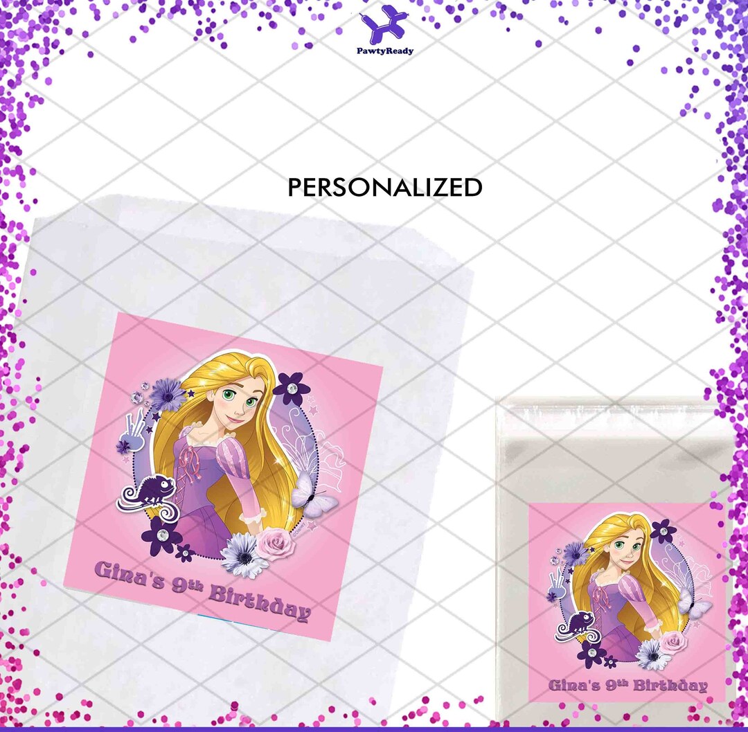 Rapunzel Sticker Labels Favors Birthday Party Decorations for Filler ...