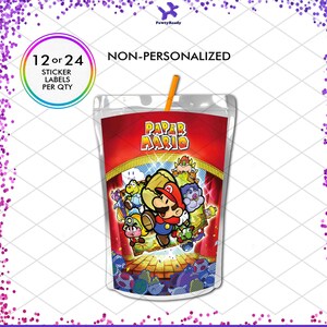 Paper Mario Capri Sun Juice Pouch Sticker Labels Favors Birthday Party ...