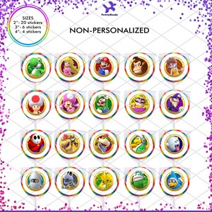 Super Mario Sticker Labels Birthday Party Favor Treat Bags Boxes ...