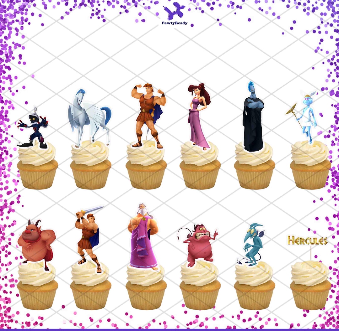 Hercules Cupcake Toppers Birthday Party Food Picks Cake Decoration - Etsy