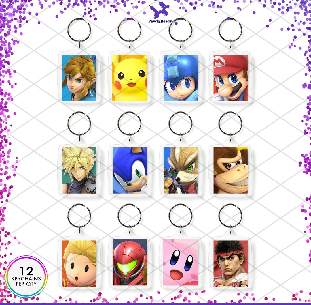 Super Smash Bros Keychains Favor Birthday Party Supplies Gifts Prize ...